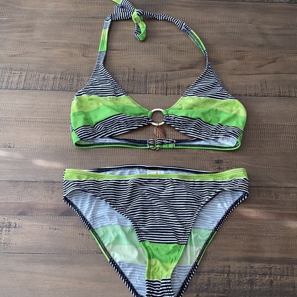 Leilani Swim Leilani Green Black White Bikini Size Euc Poshmark